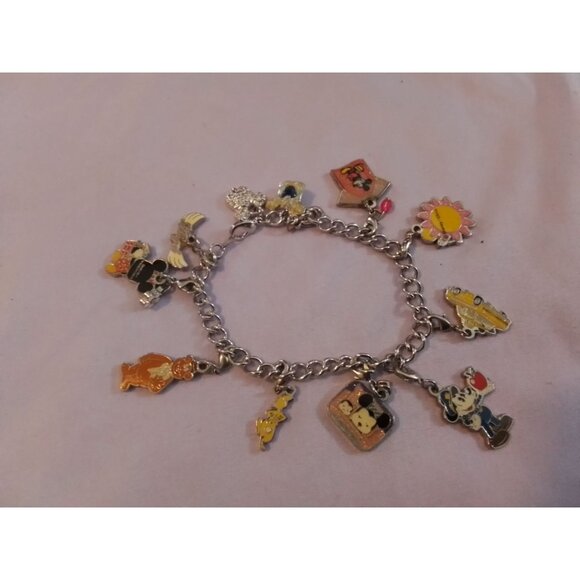 Disney | Jewelry | Vintage Mickey Mouse Charm Bracelet With Colorful ...